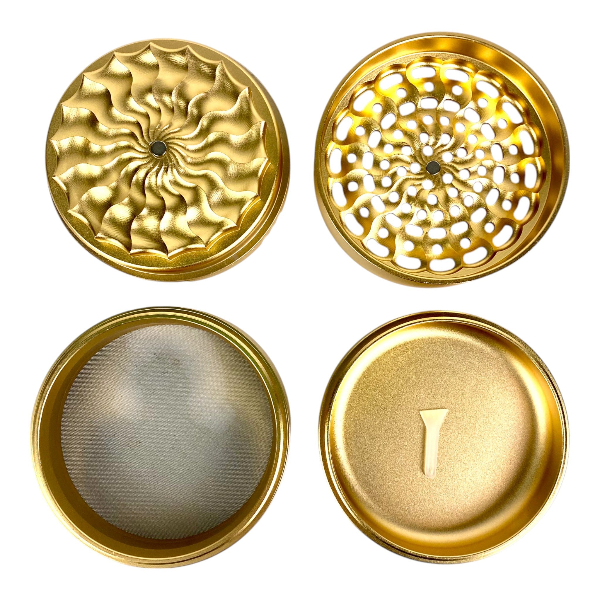 Elite Petal Tooth Grinder Gold – 100mm 4-Piece Weed Grinder – The Bong ...
