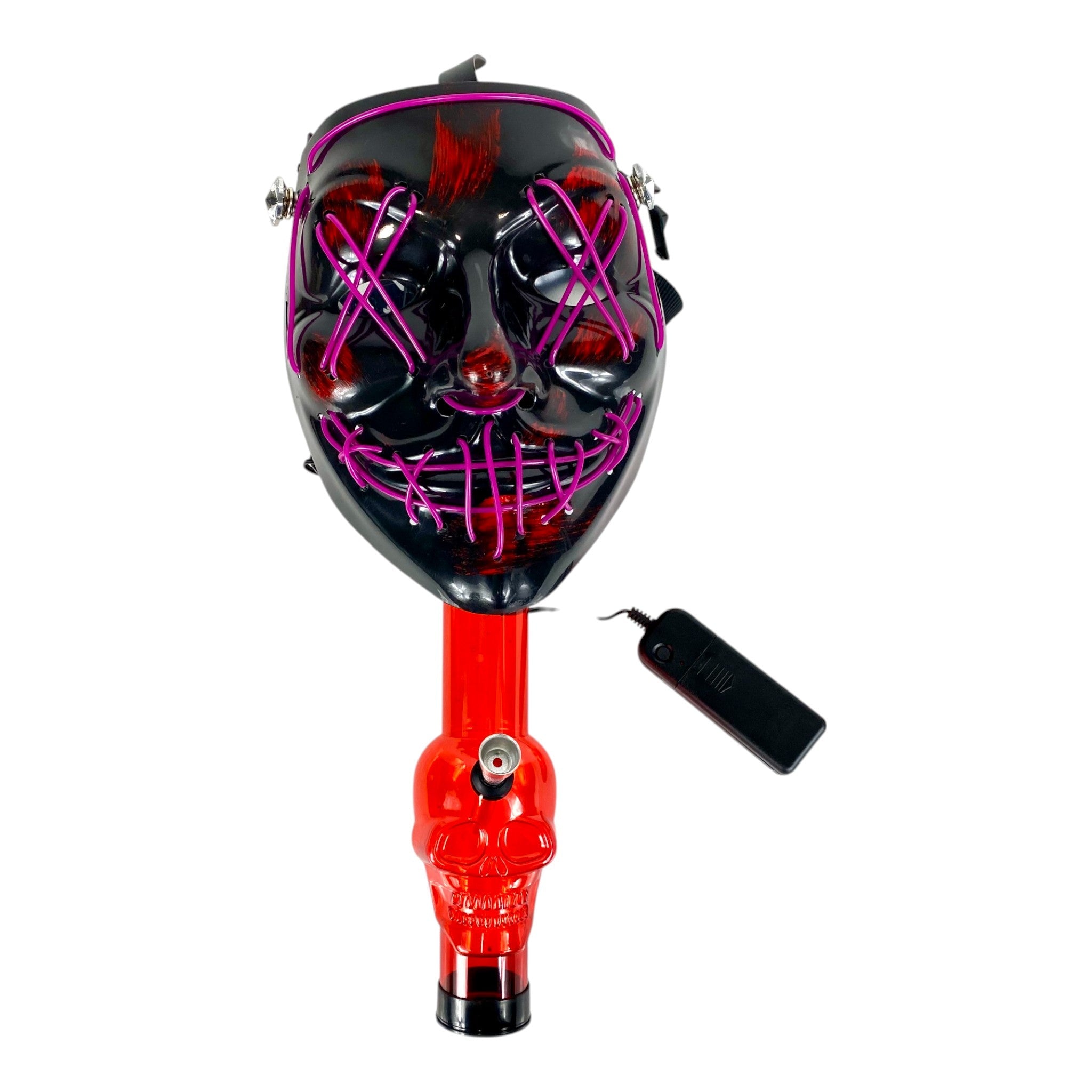 Gas Mask LED Bong with Skull Acrylic Base – Party Piece – The Bong Baron