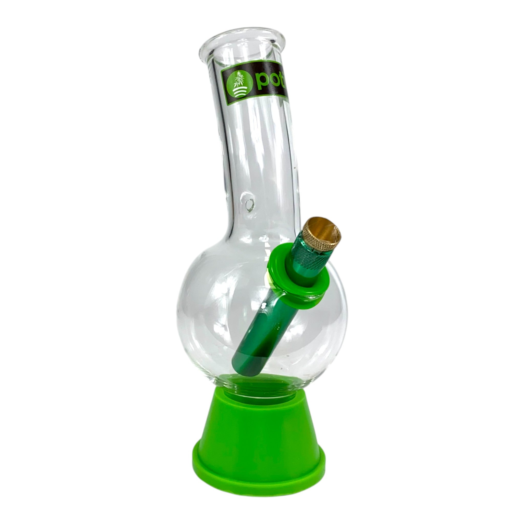 Potify Bubble Bong 20cm Green – Compact Glass Bong with Silicone Base ...