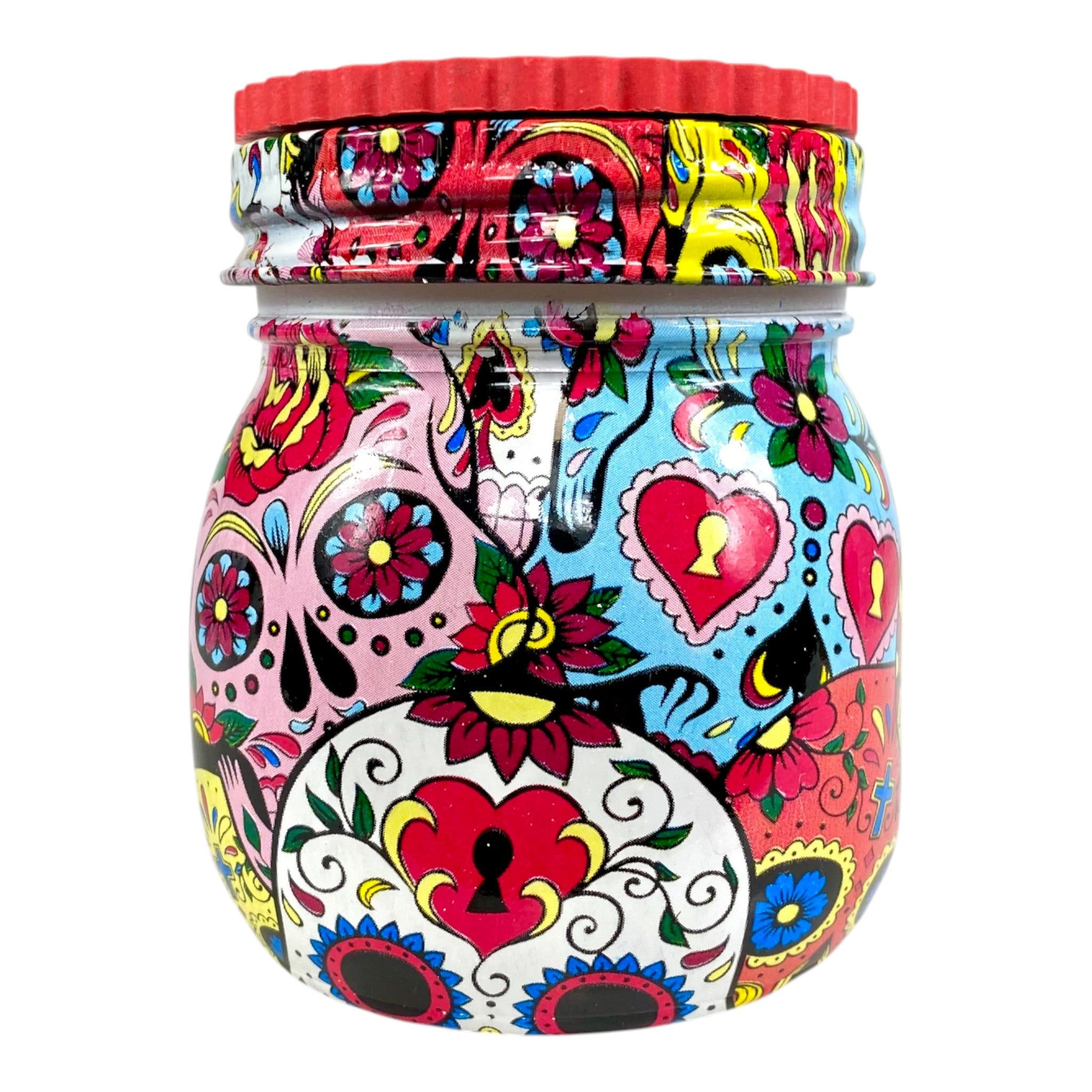 Skull Heart Jar Herb Grinder – Colourful Design – The Bong Baron