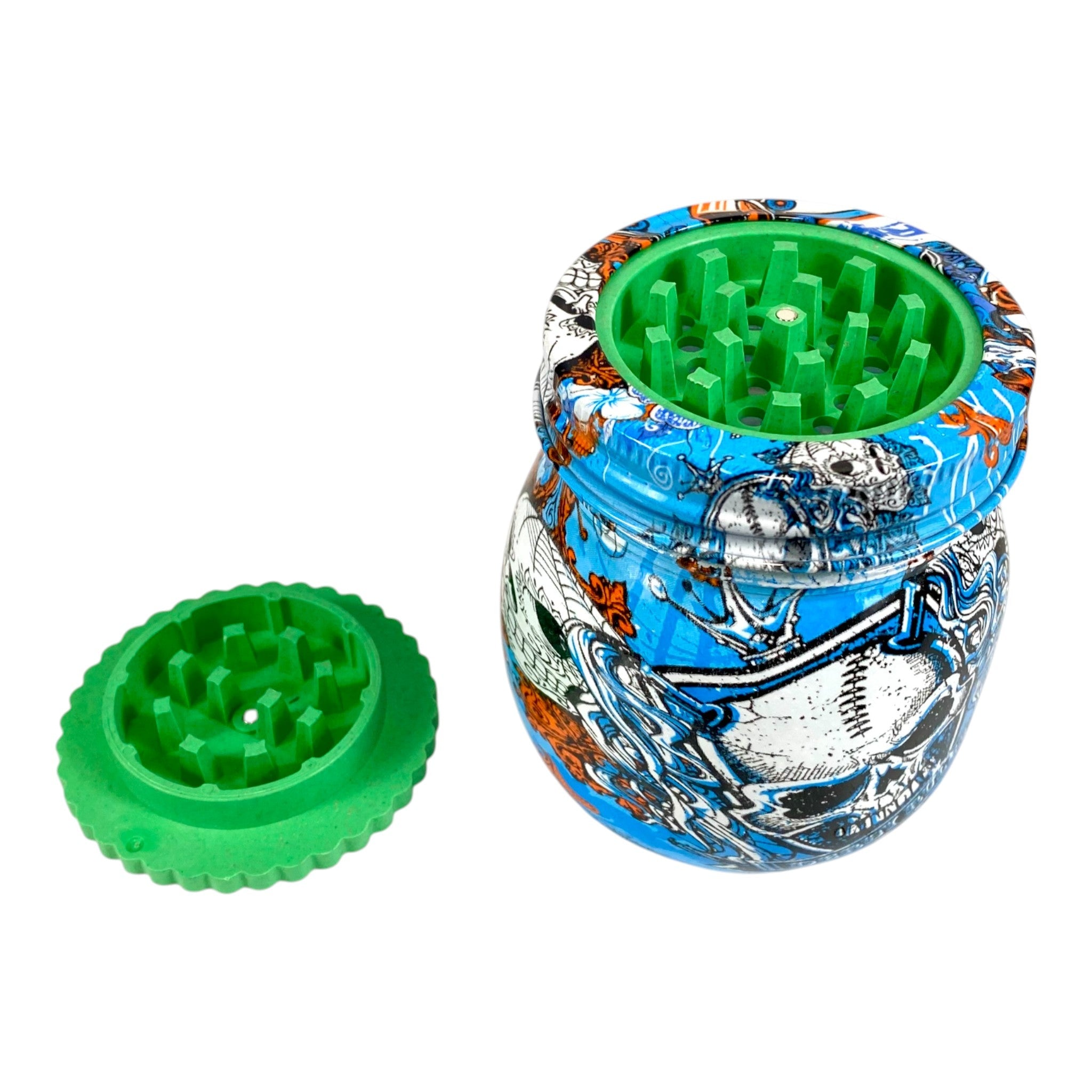 Skull Jar Herb Grinder Blue Green – Large Storage – The Bong Baron